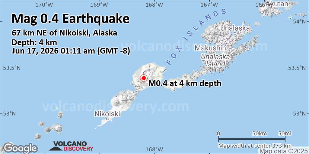 Minor Mag. 0.4 Earthquake - 76 mi Southwest of Unalaska, Aleutians West ...