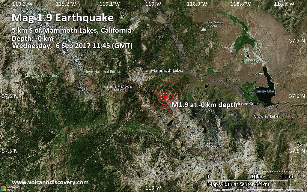Minor Mag. 1.9 Earthquake - 3.5 mi South of Mammoth Lakes, Mono County ...