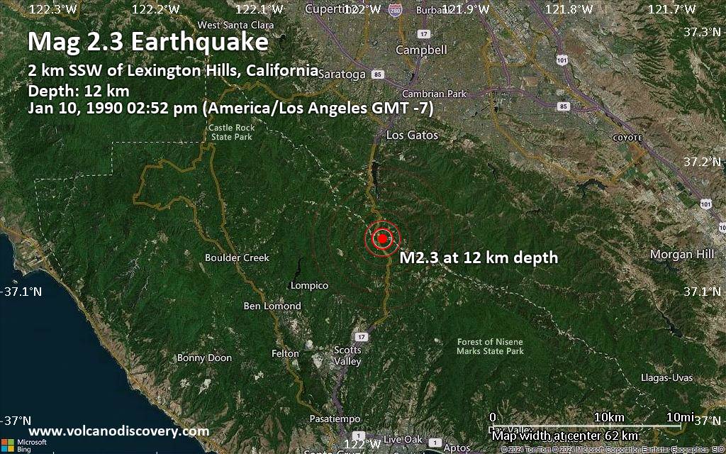 Weak Mag. 2.3 Earthquake - 2 km SSW of Lexington Hills, California, on ...