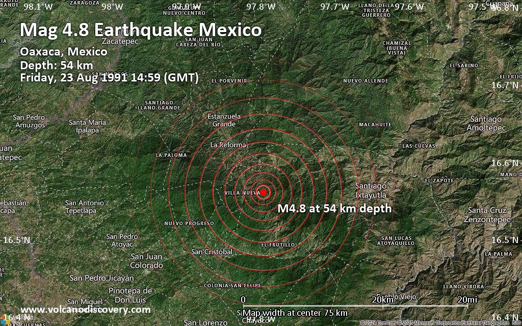 Moderate Mag. 4.8 Earthquake - 37 km Northeast of Pinotepa Nacional ...