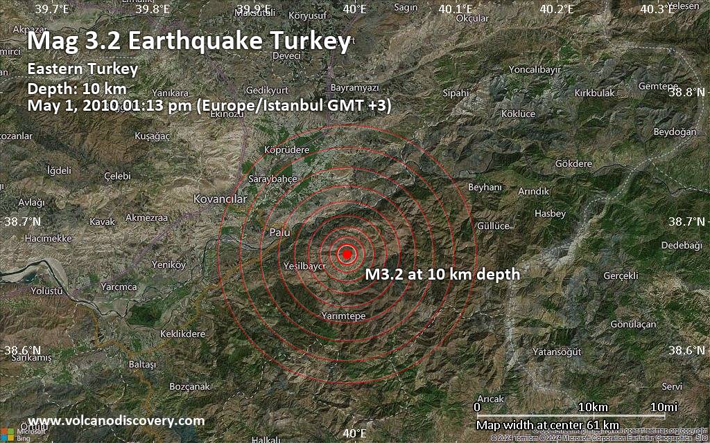 Light Mag. 3.2 Earthquake - Eastern Turkey on Saturday, May 1, 2010, at ...