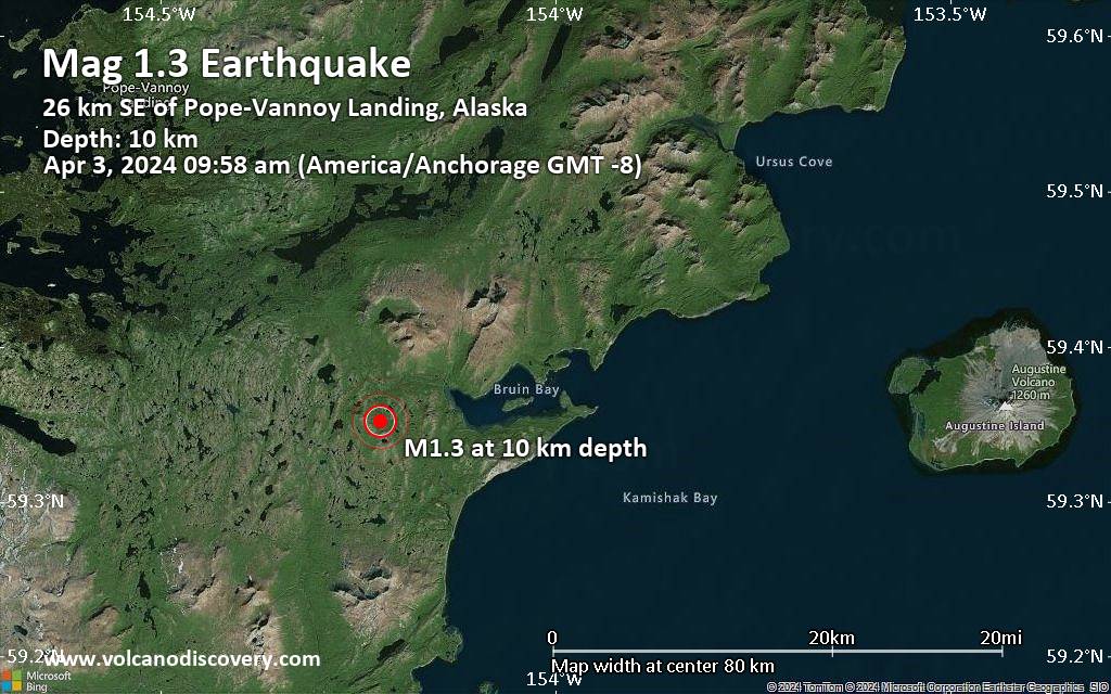 Minor Mag. 1.3 Earthquake - 96 mi West of Homer, Kenai Peninsula ...