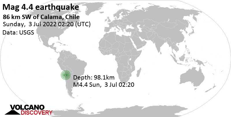 Moderate Mag. 4.4 Earthquake - Provincia de Antofagasta, 87 km ...