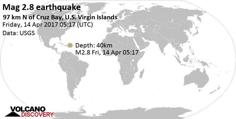 Weak Mag. 2.8 Earthquake - North Atlantic Ocean, 87 km North of Road ...