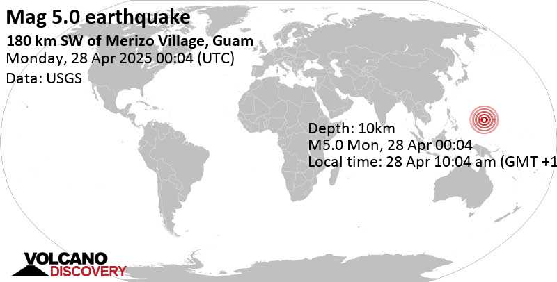 Strong Mag. 5.0 Earthquake - North Pacific Ocean, 201 km Southwest of ...