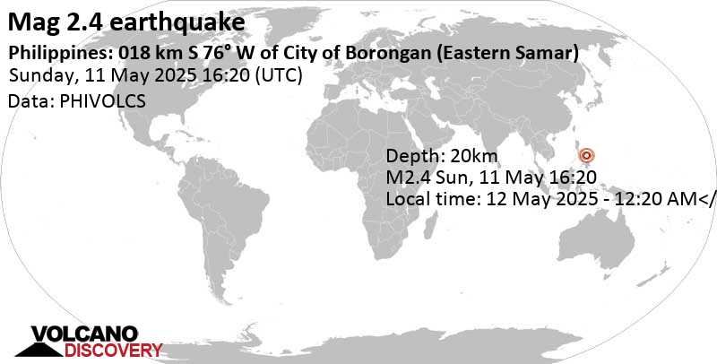 Weak Mag. 2.4 Earthquake - 18 km West of Borongan, Province of Eastern ...