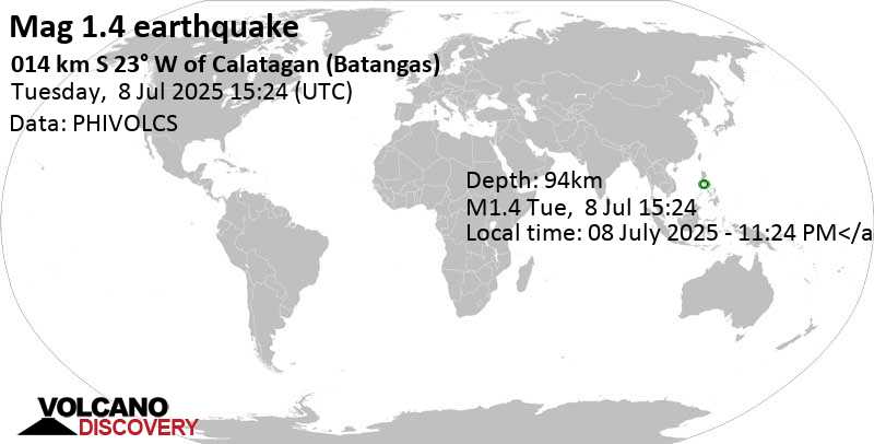 Minor Mag. 1.4 Earthquake - South China Sea, 29 km Southwest of Balayan ...