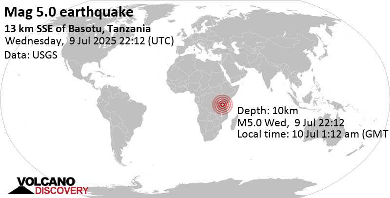 Arusha Region, Tanzania, Earthquakes: Latest Quakes | VolcanoAdventures
