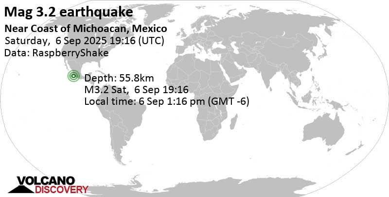 Light Mag. 3.2 Earthquake (unconfirmed) - North Pacific Ocean, Estado ...