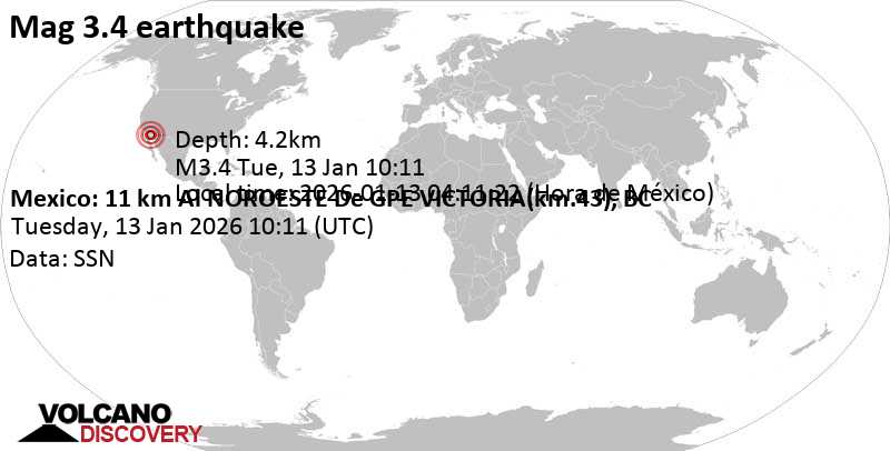 Light Mag. 3.4 Earthquake - 39 km Southeast of Mexicali, Estado de Baja ...