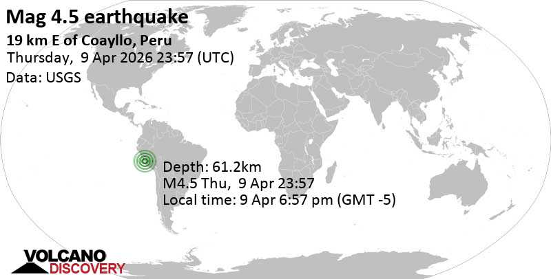 Moderate Mag. 4.5 Earthquake - South Pacific Ocean, Lima Region, 109 km ...