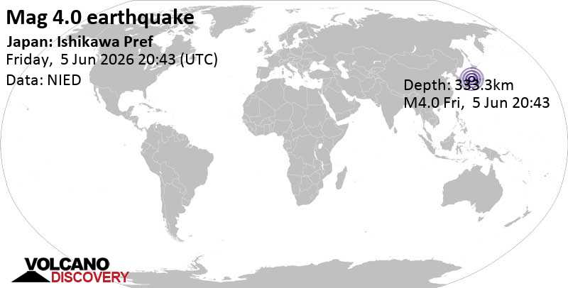 Haku-san Volcano Earthquakes Archive: Quakes Jun 5, 2026 | VolcanoDiscovery
