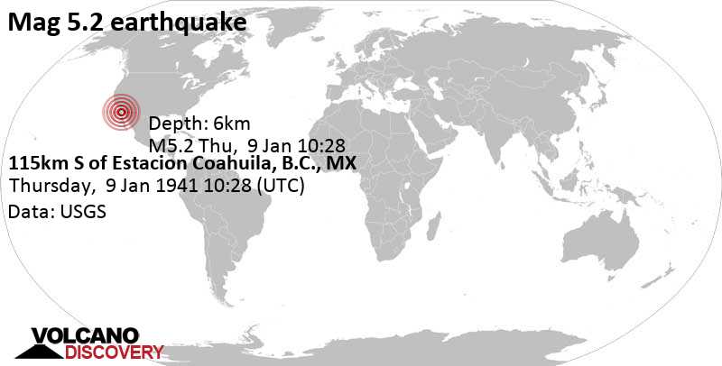 Strong Mag. 5.2 Earthquake - 25 km Northwest of San Felipe, Estado de ...