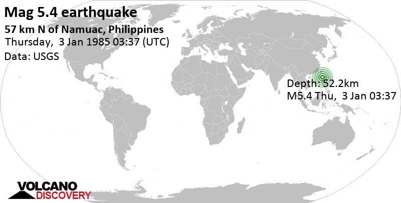 Strong Mag. 5.4 Earthquake - South China Sea, 37 km Southwest of ...