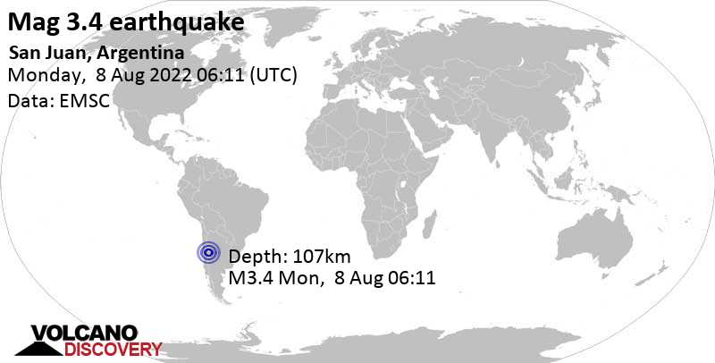Light Mag. 3.4 Earthquake - Departamento de Ullum, 25 km Northwest of ...