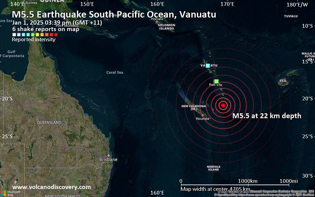 Strong Mag. 5.5 Earthquake - South Pacific Ocean, 93 km Southwest of ...