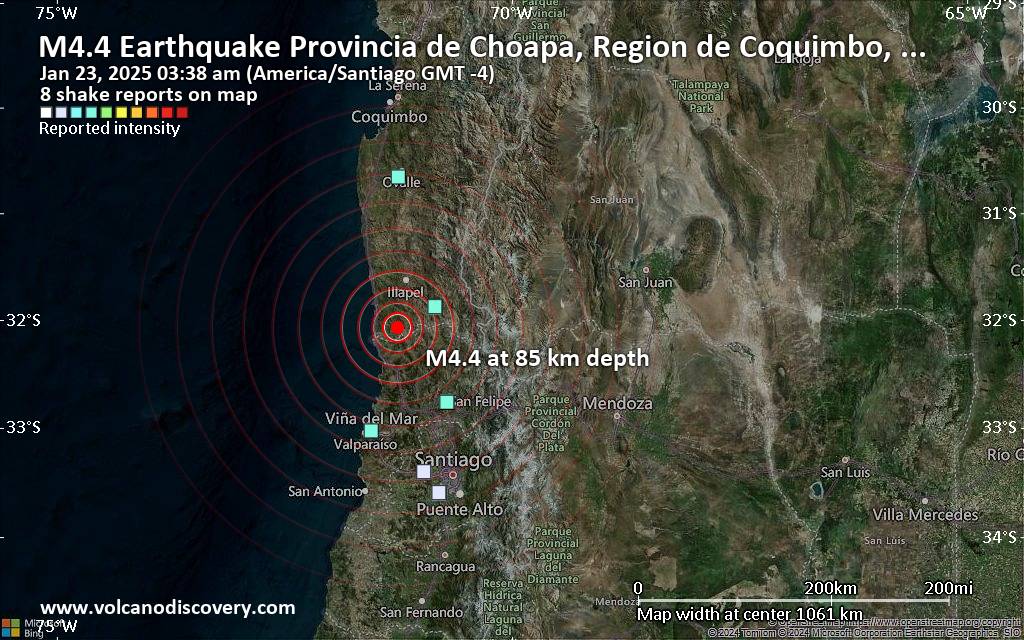 Moderate Mag. 4.4 Earthquake - Choapa, Coquimbo, 43 km North of La ...