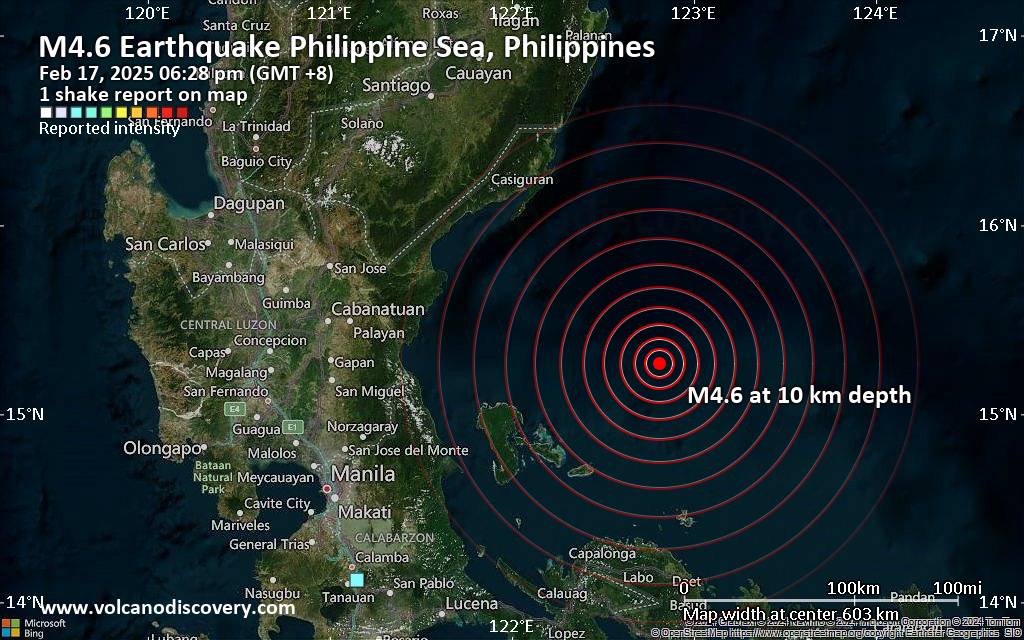 Moderate Mag. 4.6 Earthquake - Philippine Islands Region on Monday, Feb ...