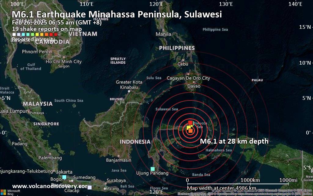 Terremoto muy fuerte magnitud 6.1 - Minahassa Peninsula, Sulawesi ...