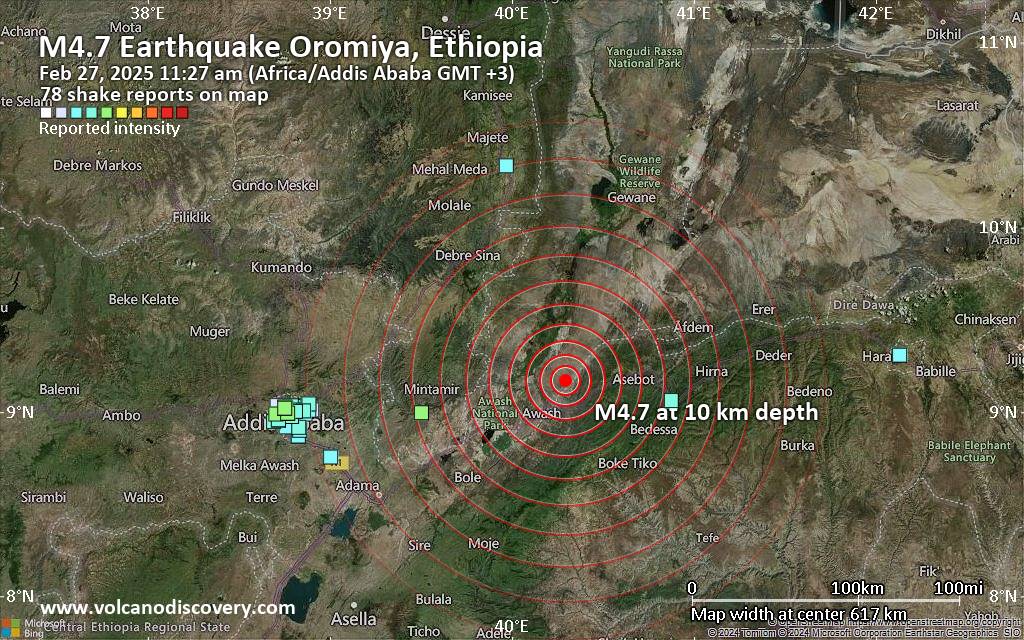 Moderate Mag. 4.7 Earthquake - Oromiya, 24 km Northeast of Awash, Afar ...