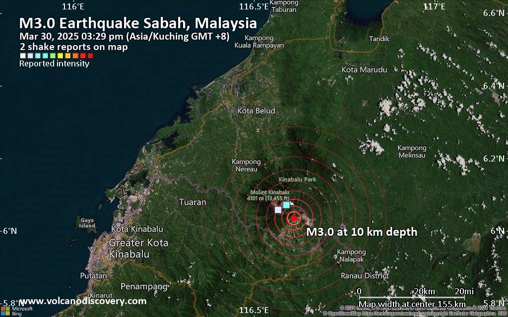 Light Mag. 3.0 Earthquake - 10.8 km Northwest of Ranau, Sabah, Malaysia ...