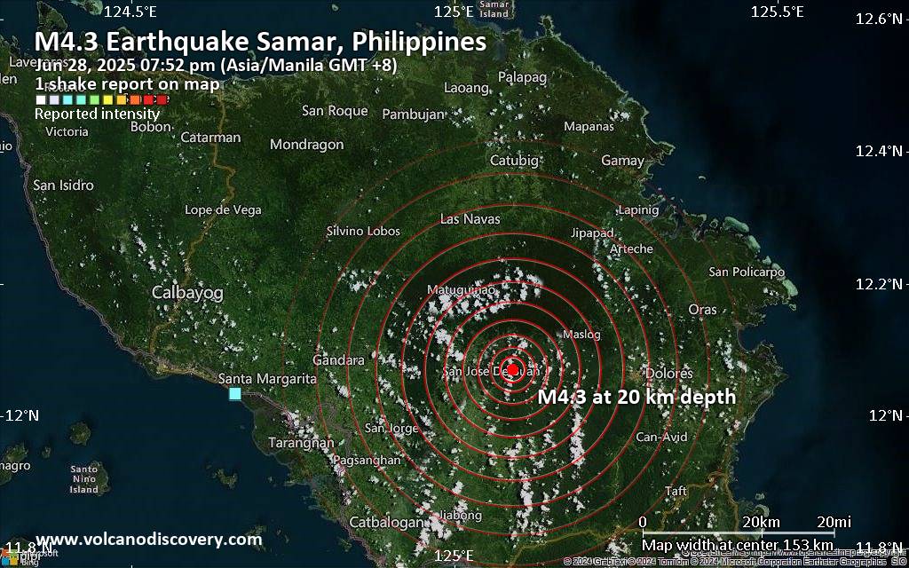Moderate Mag. 4.3 Earthquake - 40 km Northeast of Catbalogan, Province ...