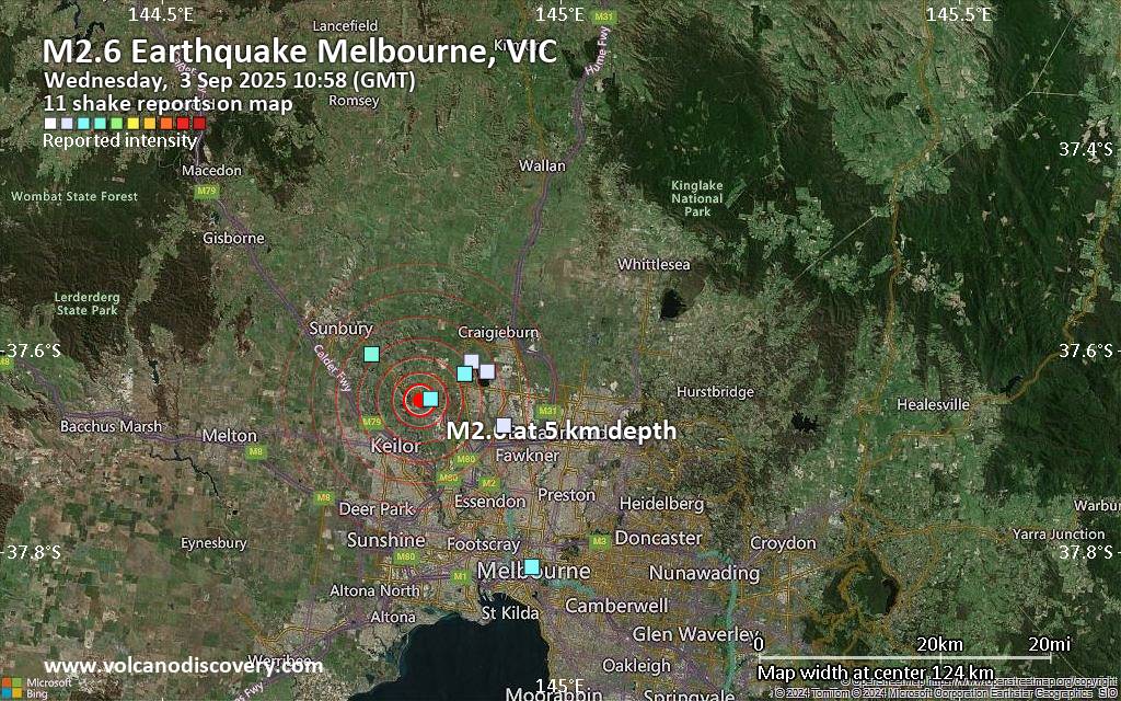 Weak Mag. 2.6 Earthquake - Hume, 22 km Northwest of Melbourne ...