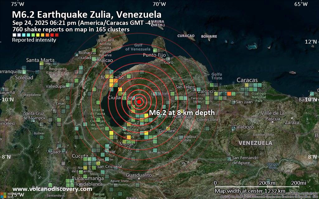 Terremoto muy fuerte magnitud 6.2 - 24 km al este de Mene Grande, Zulia ...