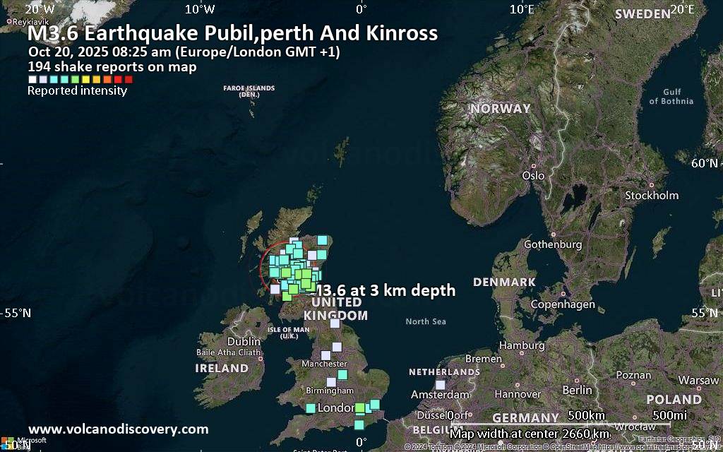 Light Mag. 3.6 Earthquake - Pubil,perth And Kinross, on Monday, Oct 20 ...