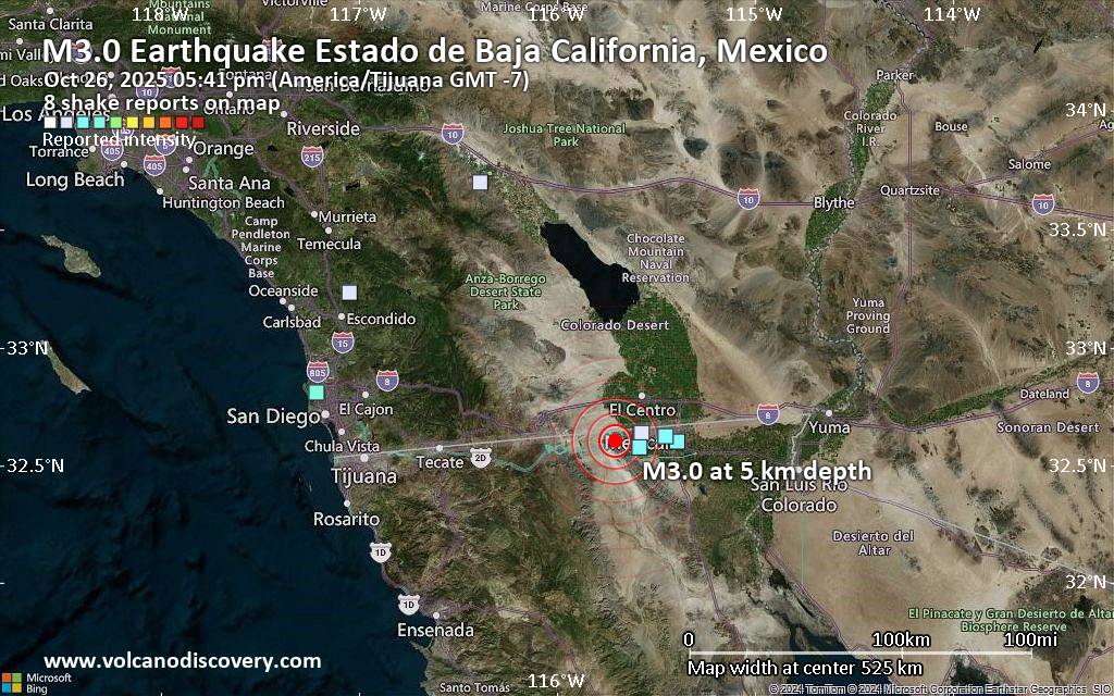 Light Mag. 3.0 Earthquake - 12 km WNW of Progreso, B.C., MX, on Sunday ...