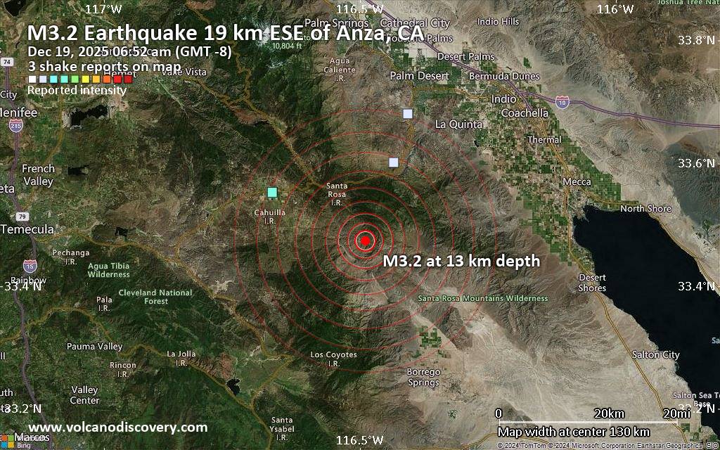 Light Mag. 3.2 Earthquake - 23 mi Southwest of Indio, Riverside County ...