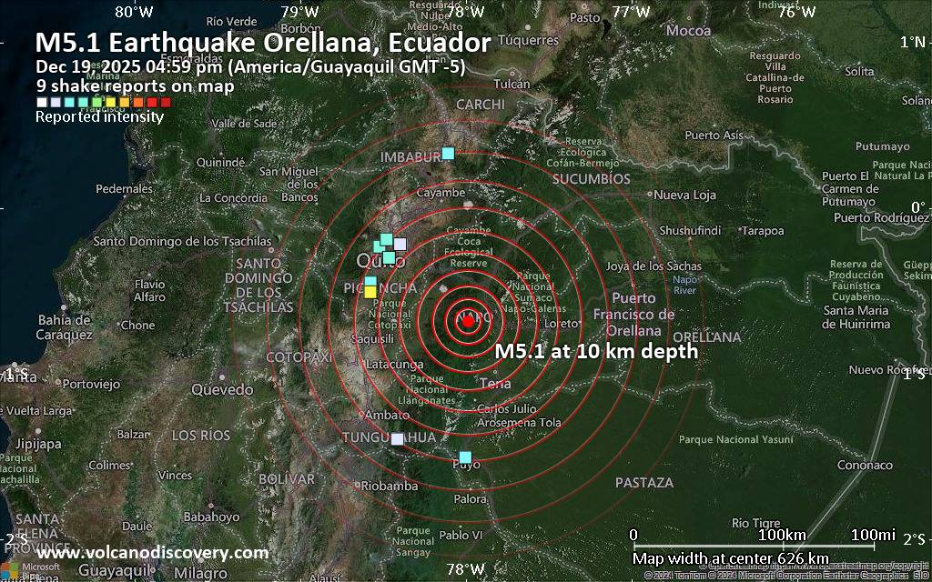 Strong Mag. 5.1 Earthquake - Orellana, 78 km Southeast of Quito ...