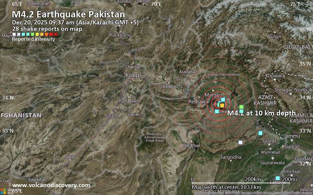 Moderate Mag. 4.2 Earthquake - 63 km North of Pindi Gheb, Punjab ...