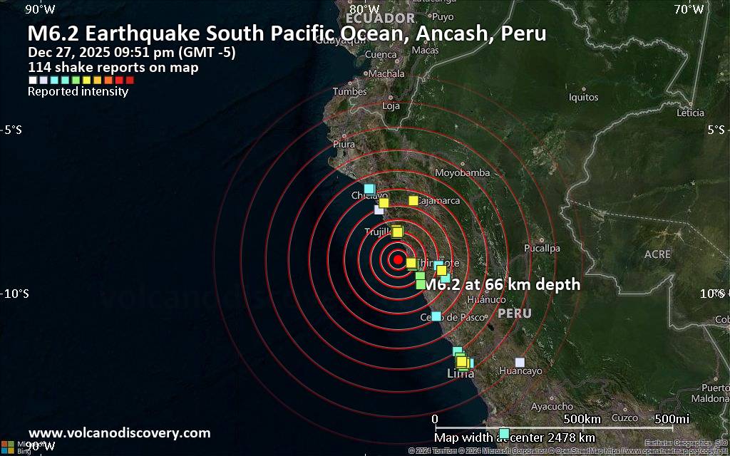 Very Strong Mag. 6.2 Earthquake - South Pacific Ocean, 44 km West of ...