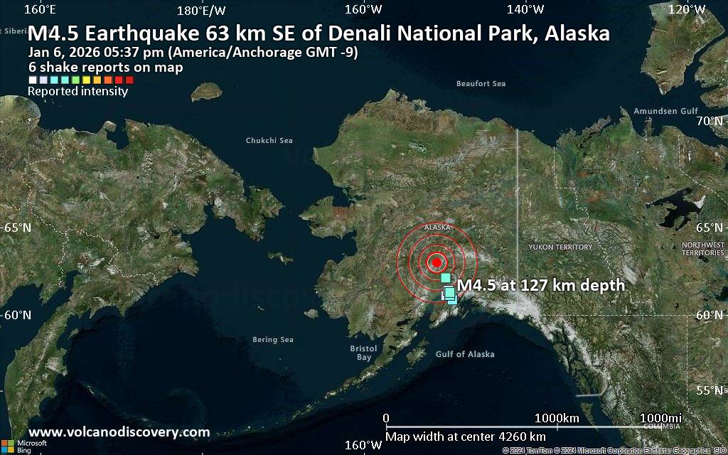 Moderate Mag. 4.5 Earthquake - Denali Borough, 133 mi North of ...
