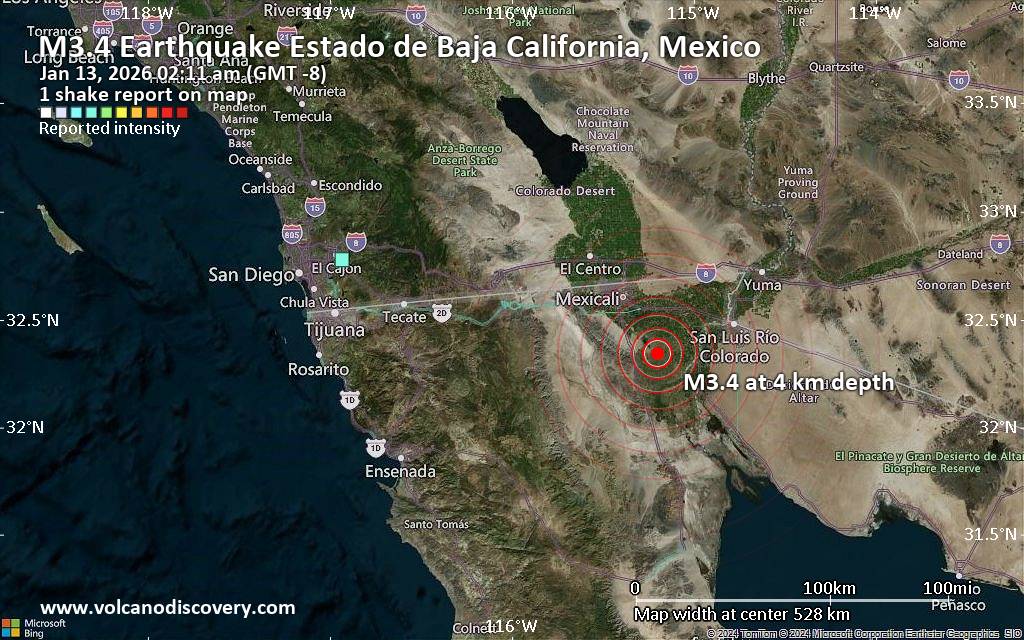 Light Mag. 3.4 Earthquake - 39 km Southeast of Mexicali, Estado de Baja ...