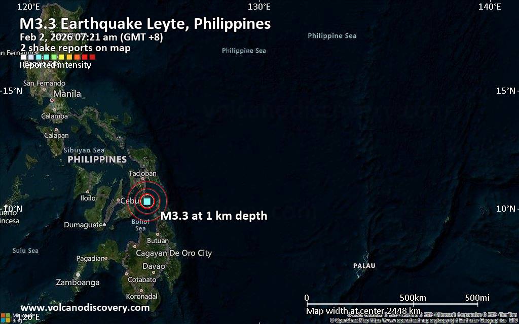 Light Mag. 3.3 Earthquake - 39 km Northeast of Maasin, Philippines, on ...