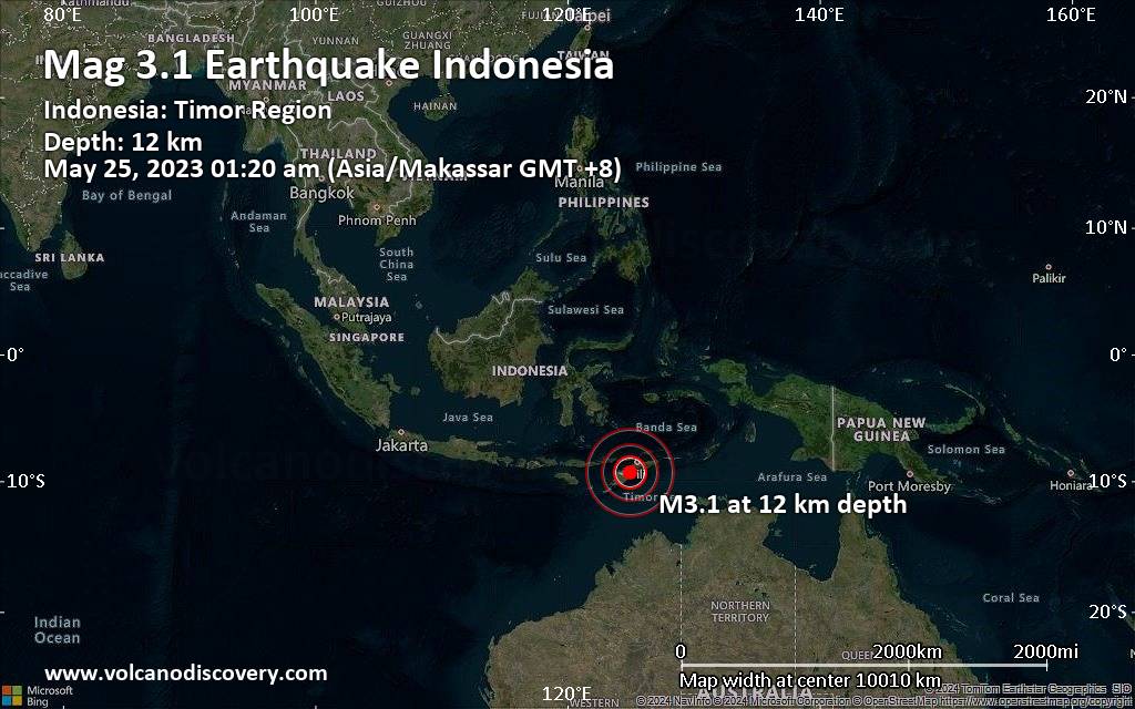 Light Mag. 3.1 Earthquake (unconfirmed) - 26 km Southeast of Atambua ...