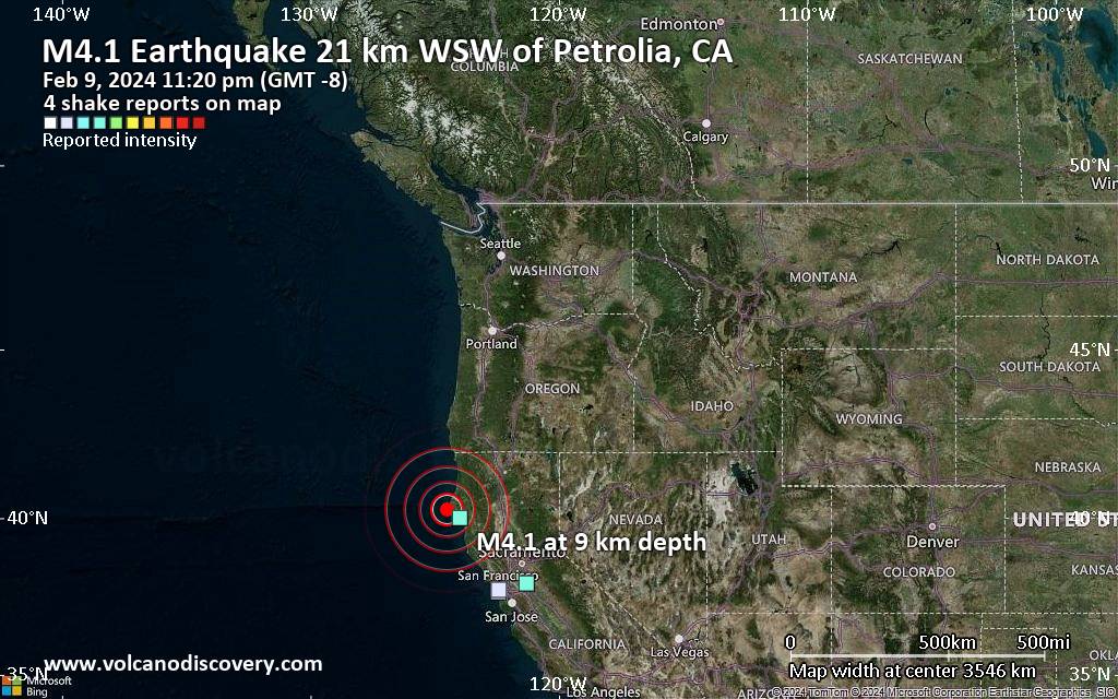 Moderate Mag. 4.1 Earthquake - 21 km WSW of Petrolia, CA, on Friday ...