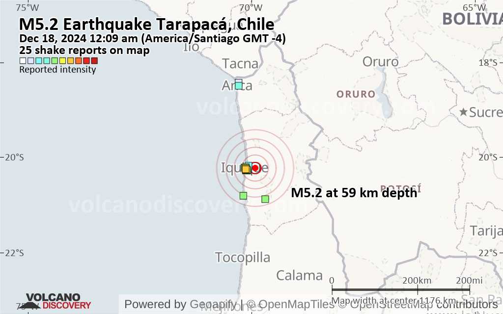 Strong Mag. 5.2 Earthquake - 25 km East of Iquique, Provincia de ...