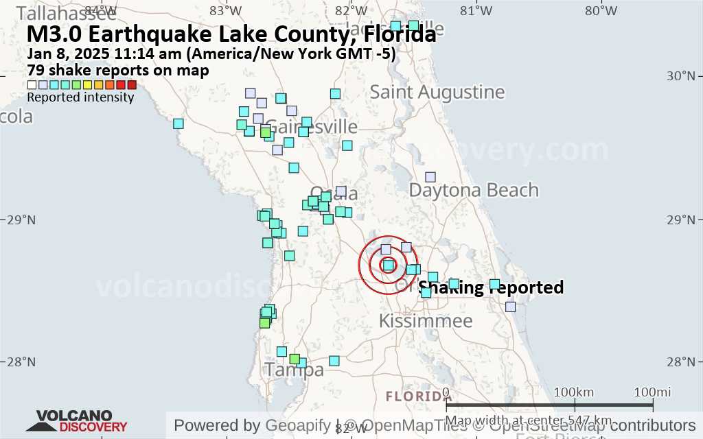 Unconfirmed Earthquake or Seismic-like Event: Near Pine Hills, Florida ...