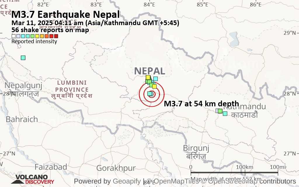 Light Mag. 3.7 Earthquake - 32 km South of Pokhara, Gandaki Pradesh ...
