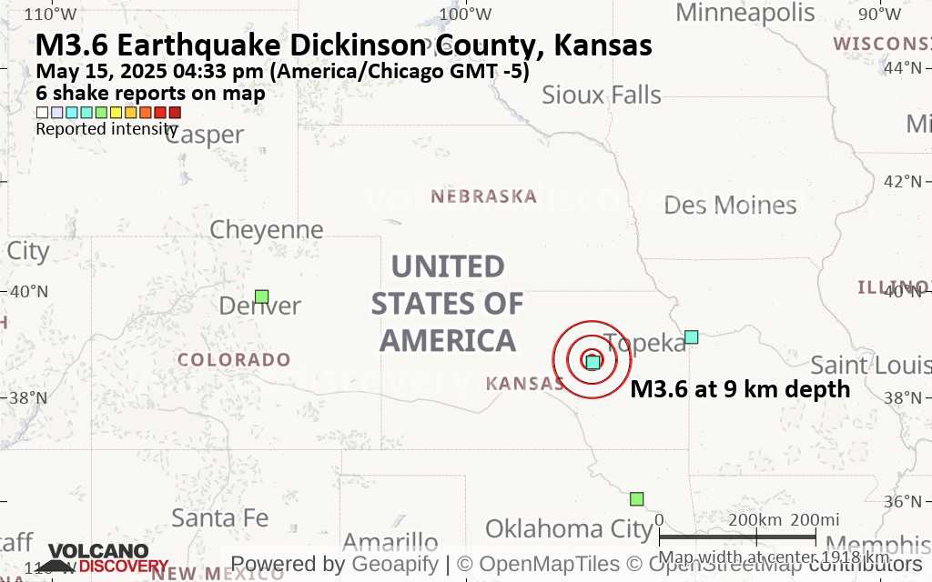 Light Mag. 3.6 Earthquake - Dickinson County, 23 mi South of Junction ...