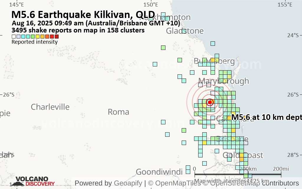 Strong Mag. 5.6 Earthquake - Gympie Regional Council, 284 km South of ...