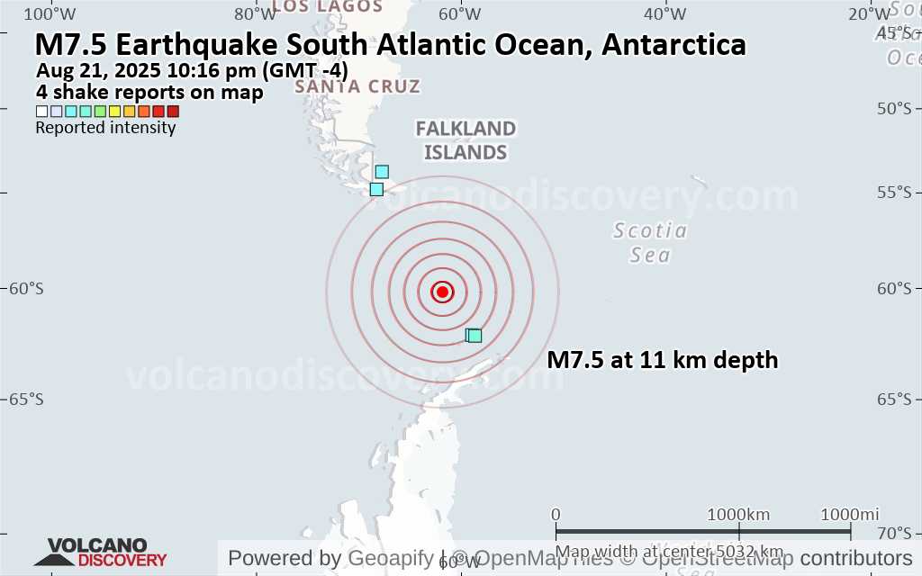Terremoto mayor magnitud 7.5 - 2025 Southern Drake Passage Earthquake ...
