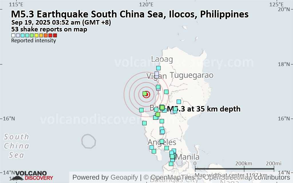 Strong Mag. 5.3 Earthquake - 42 km WNW of Bacnotan, Philippines, on ...