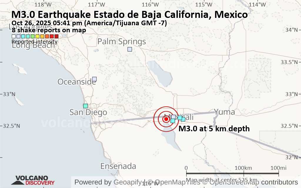 Light Mag. 3.0 Earthquake - 12 km WNW of Progreso, B.C., MX, on Sunday ...