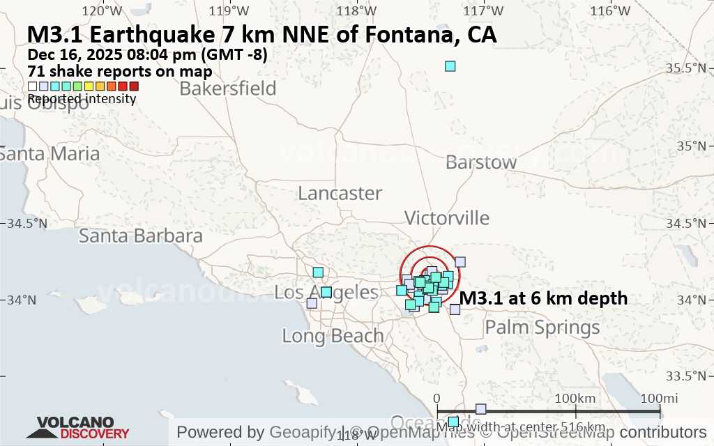 Light Mag. 3.1 Earthquake - San Bernardino County, 14 mi North of ...