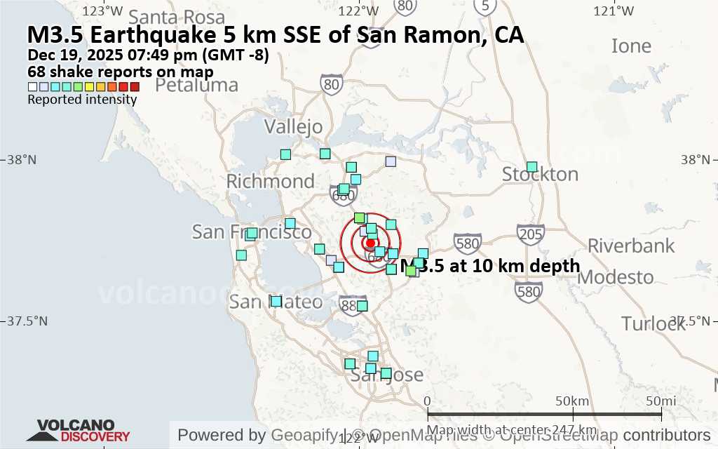 Light Mag. 3.5 Earthquake - 2.4 mi Southeast of San Ramon, Contra Costa ...