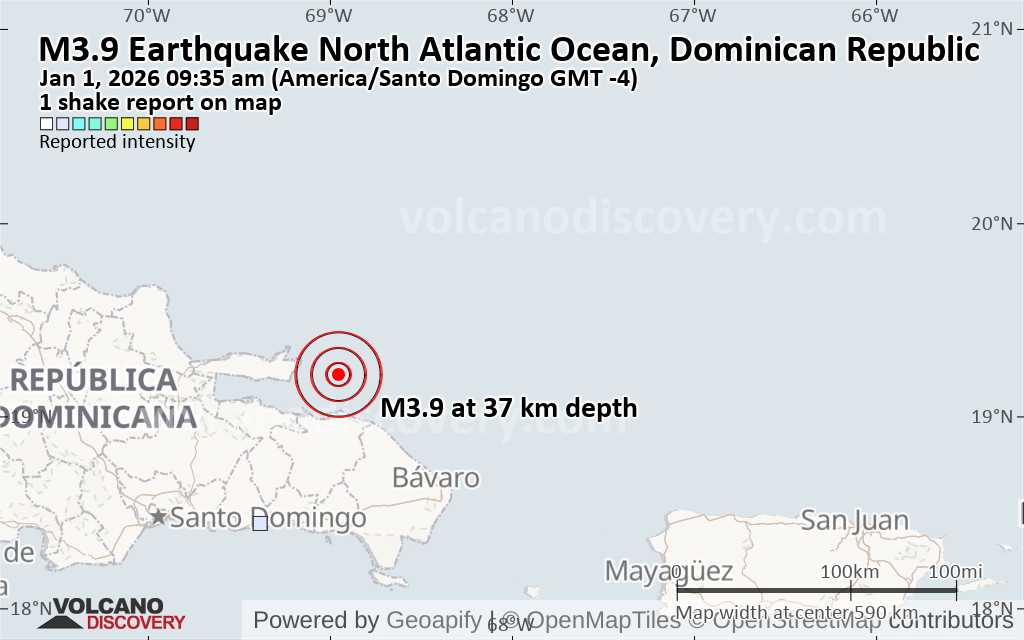 Light Mag. 3.9 Earthquake - North Atlantic Ocean, 59 km Northeast of ...